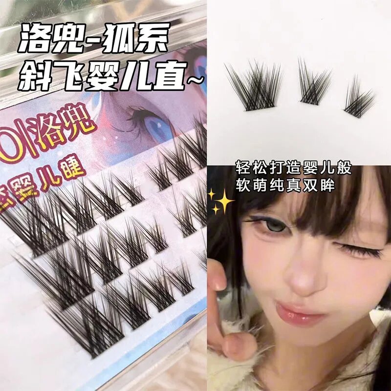 10 рядов Кластерные накладные ресницы в стиле лисы 3 rows