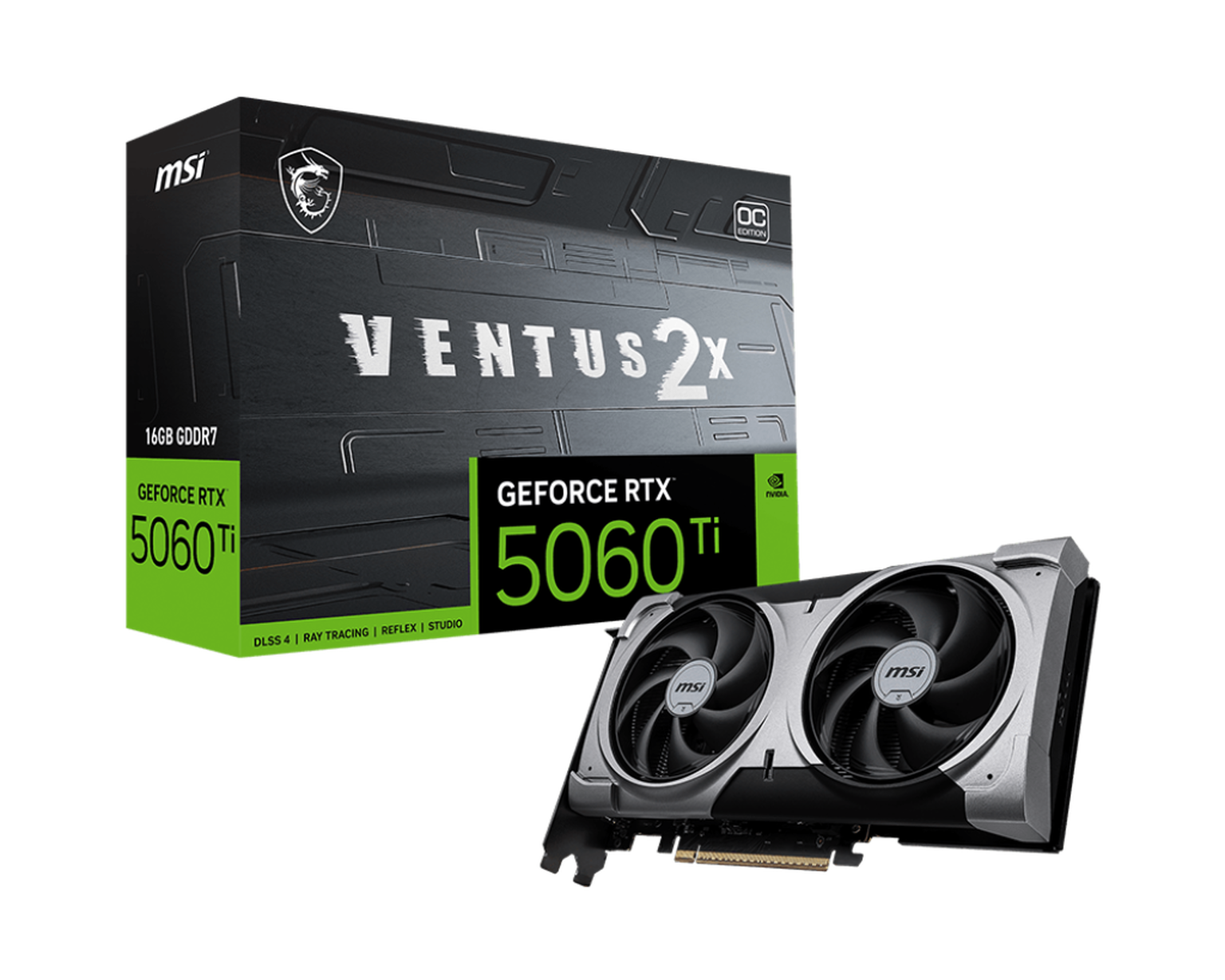 Видеокарта MSI GeForce RTX 5060 Ti VENTUS 2X OC PLUS 16GB (G506T-16V2CP)