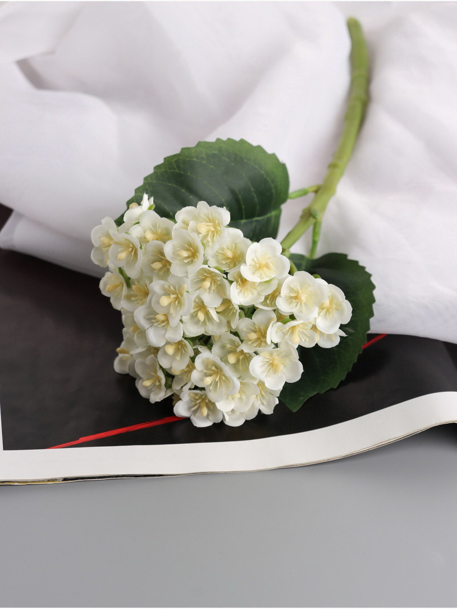 Букет искусственный "Пеларгония элит", h=30 см, белый, цвет: белый