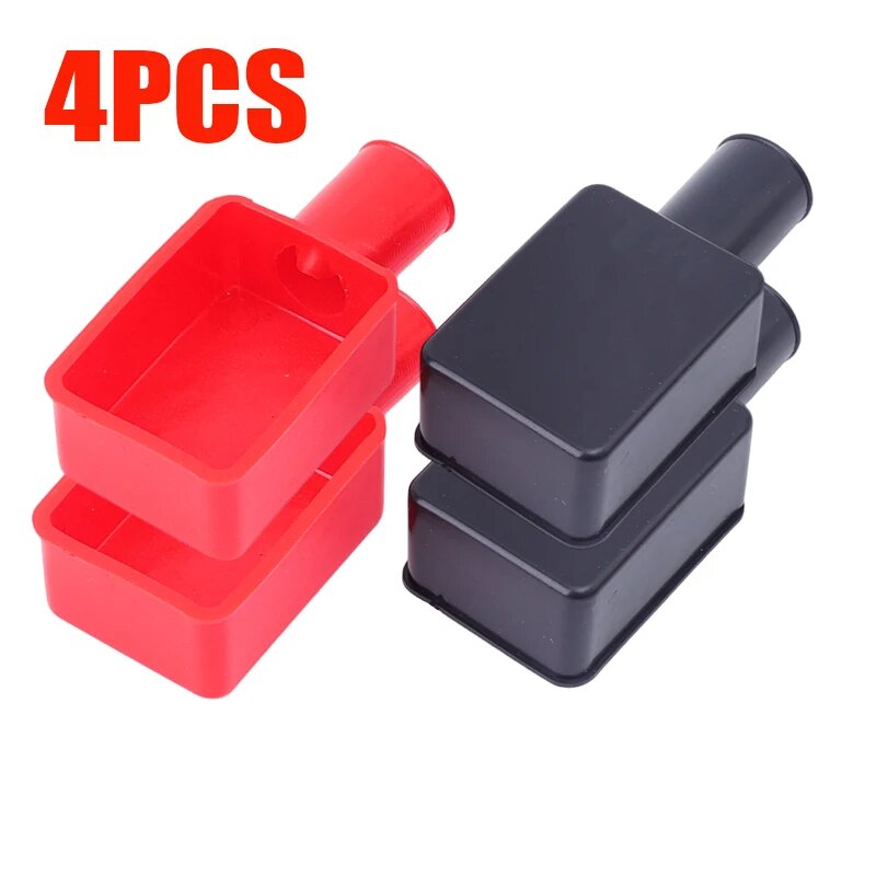 Положительная и отрицательная защитная крышка для автомобильного аккумуляторного отсека, мягкий пластик, гибкий изолятор клемм аккумулятора, защитные детали 4pcs