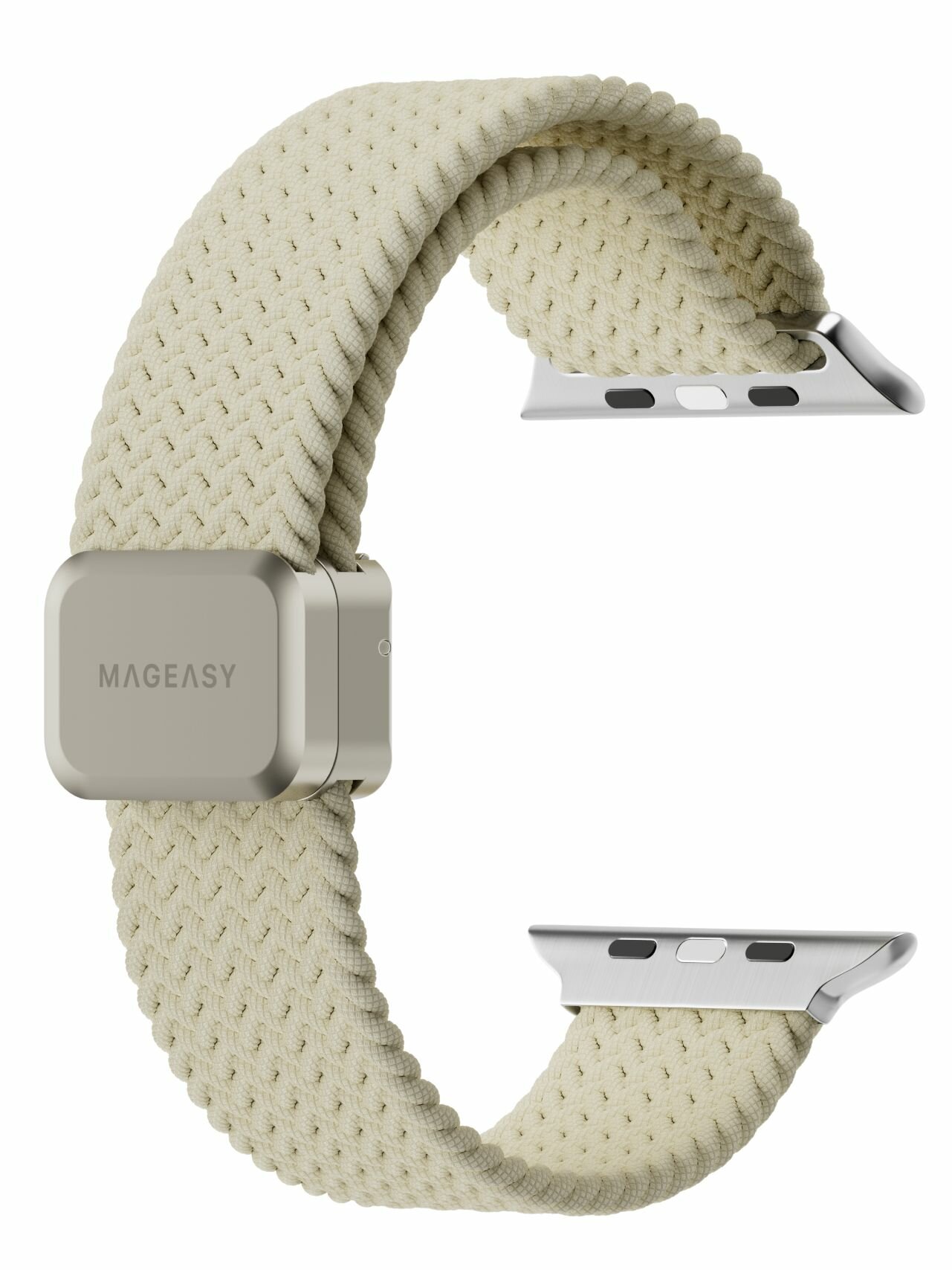 Плетеный магнитный ремешок MagEasy Braided Nylon Magnetic Apple Watch Loop For Apple Watch 44/45/46/49mm. Цвет: мерцающий белый
