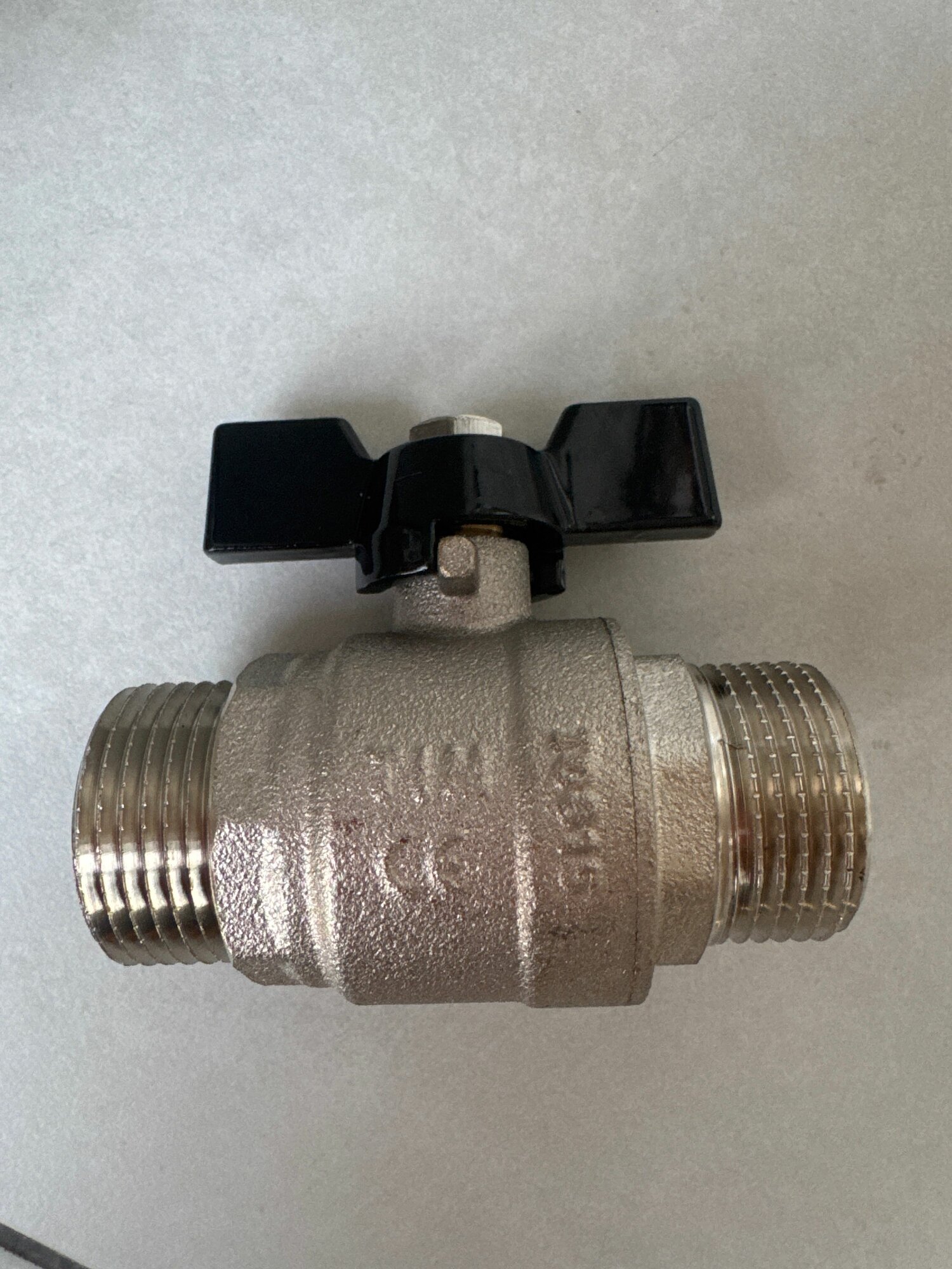 Кран шаровой никелированный TIM, 1" нр/нр, DE1228X-01