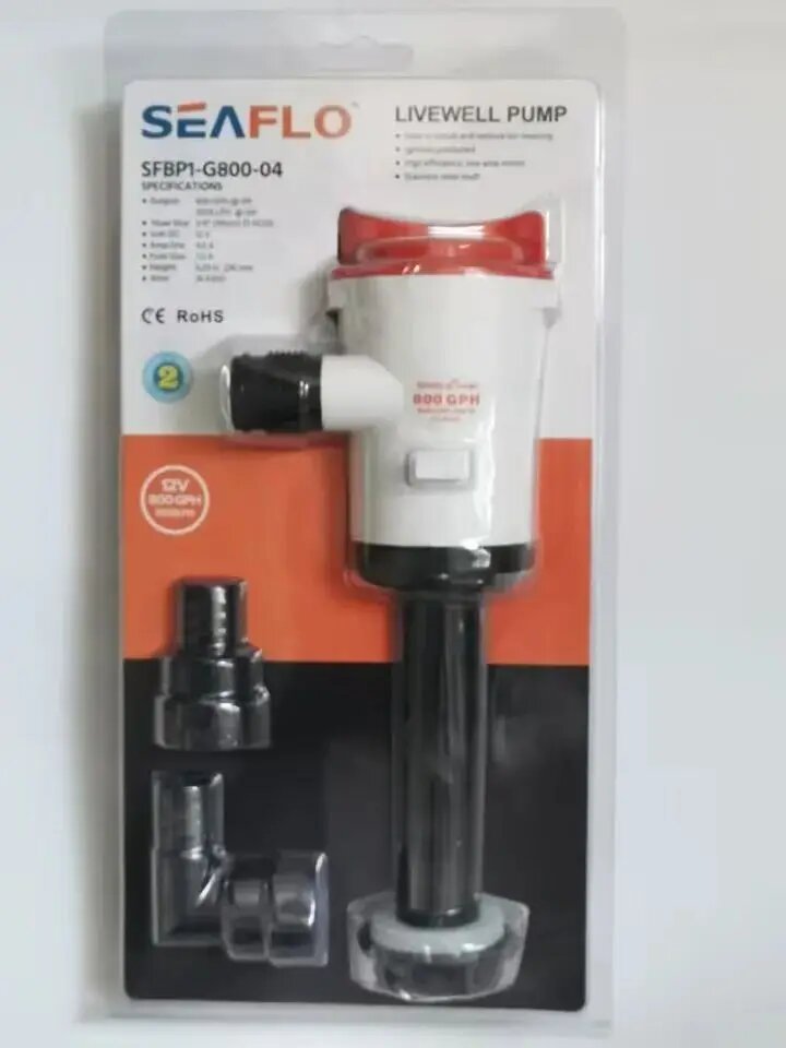 Seaflo 800GPH 12V аэрационный насос, водяной насос для приманки, резервуар для живой приманки для рыбалки, морской лодки, трюмный насос