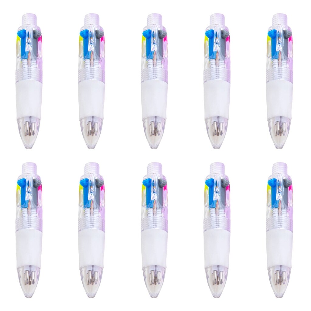 1 упаковка из 10 креативных мини-четырехцветных шариковых ручек-белый