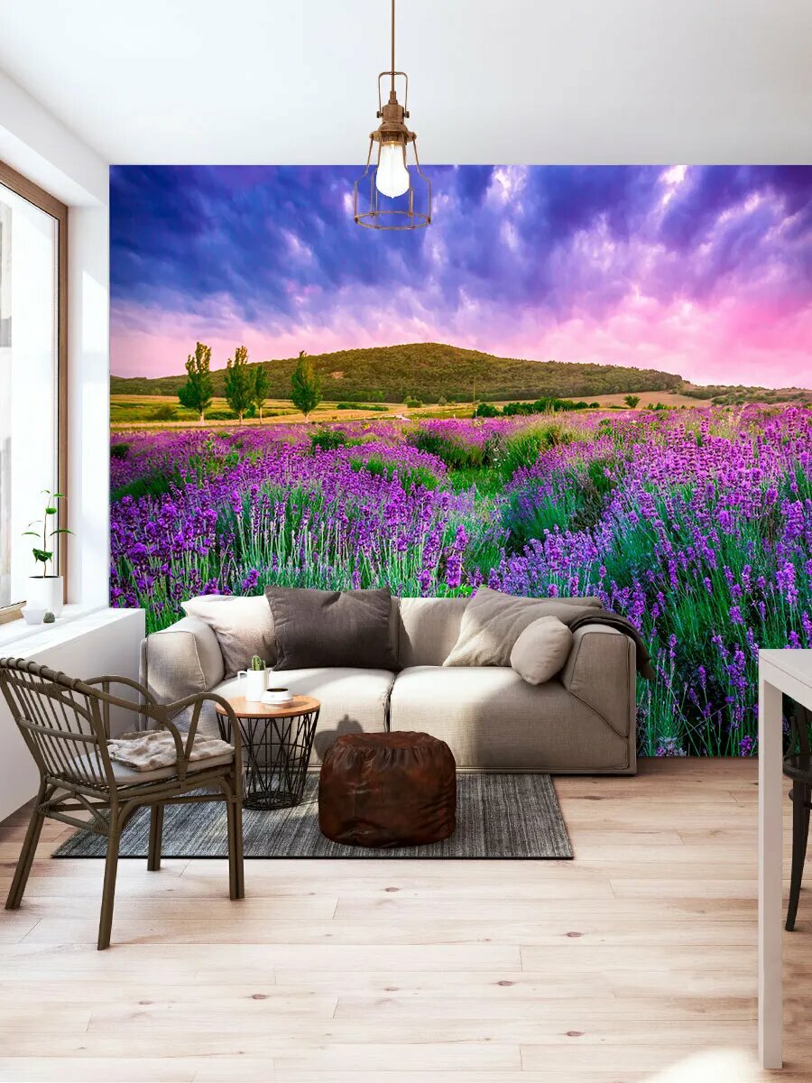 Фотообои флизелиновые Лавандовое поле 400х270 см