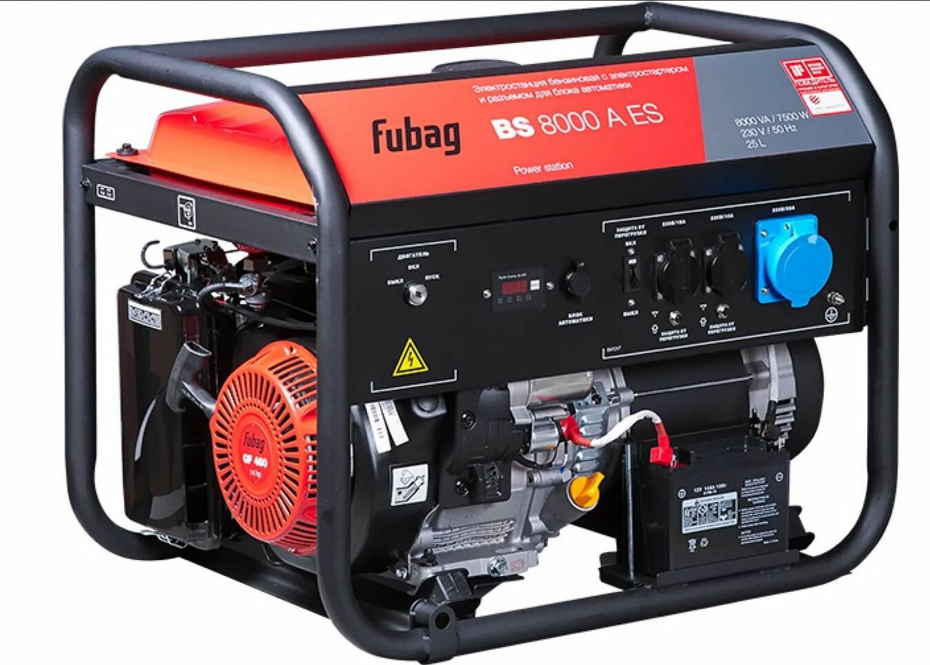 Генератор бензиновый FUBAG BS 8000 A ES (641091) Максимальная мощность - 8 кВА Номинальная мощность - 7,5 кВт Выходное напряжение - 220 В