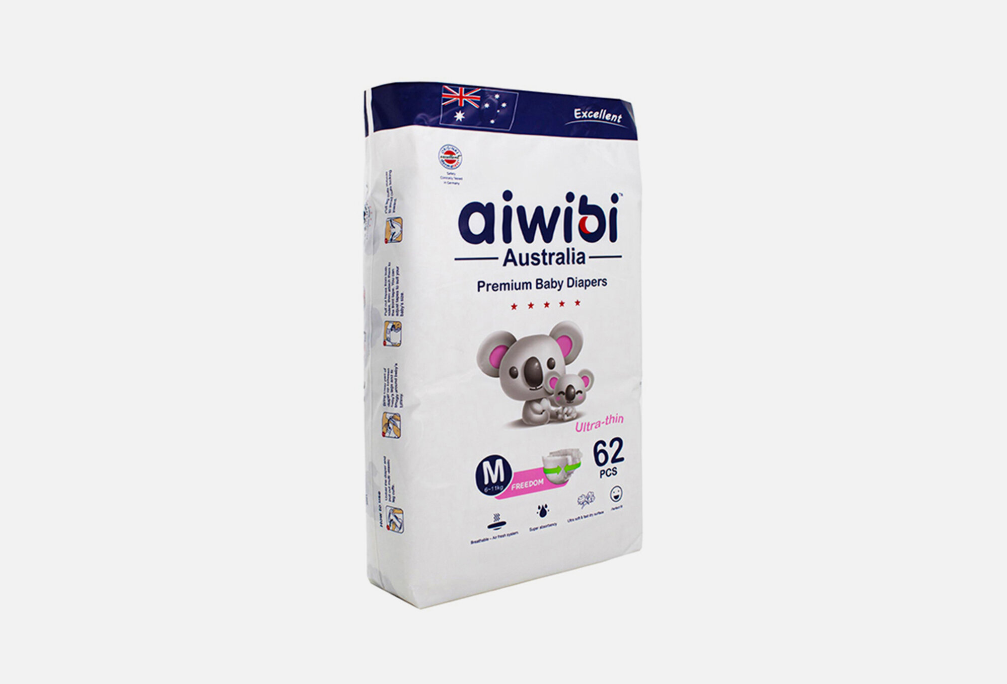 Подгузники 6-11кг AIWIBI AUSTRALIA Premium M
