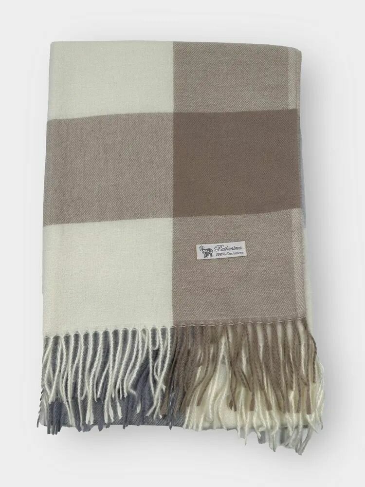 Шарф Cashmere Осень-зима 2023 для женщин,180х70 см, универсальный, бежевый — фото 1