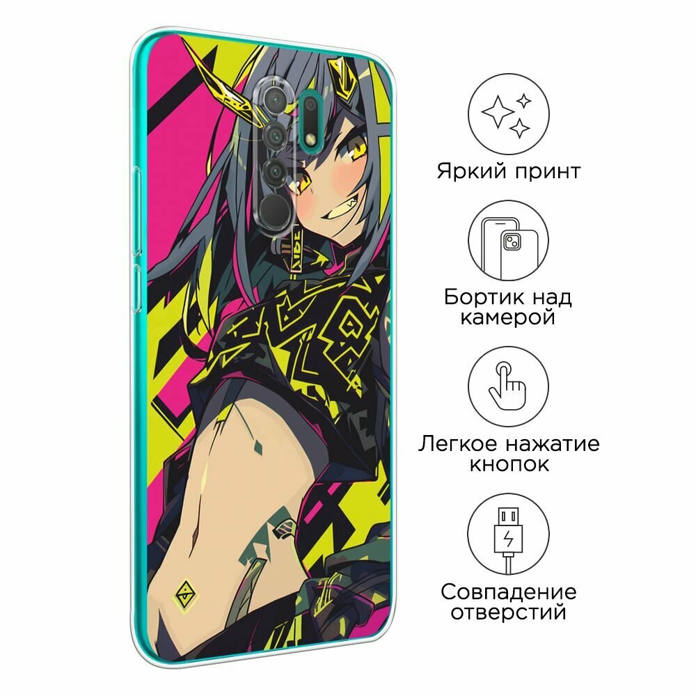 Чехол на Xiaomi Redmi 9 / Сяоми Редми 9 с принтом "Девушка в кибер костюме" — фото 1