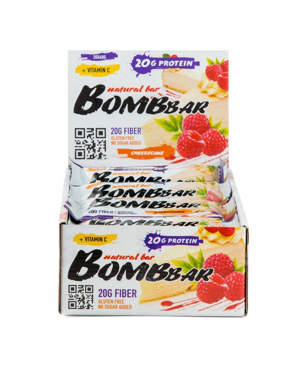 Протеиновый батончик BOMBBAR "Малиновый Чизкейк", без сахара, 60г, 20 штук