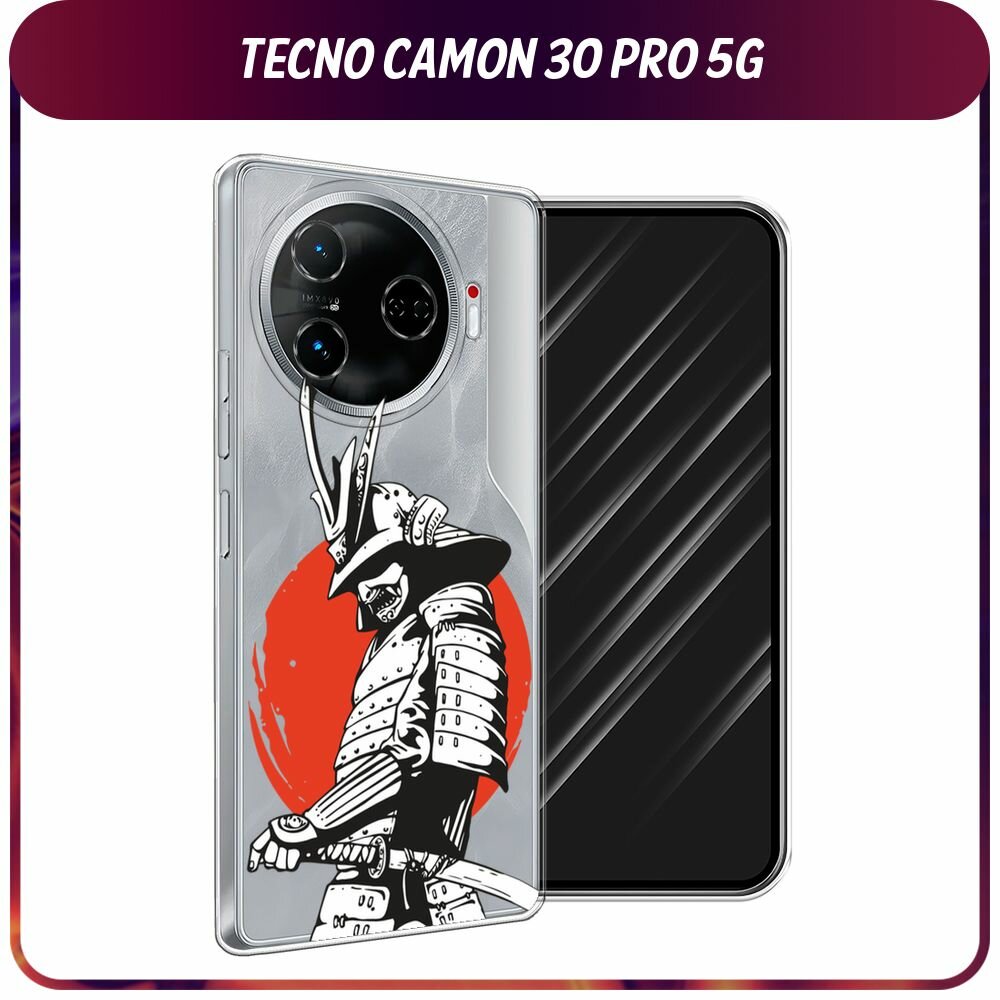 Чехол на Tecno Camon 30 Pro 5G / Текно Камон 30 Про 5G с принтом "Самурай с катаной", прозрачный