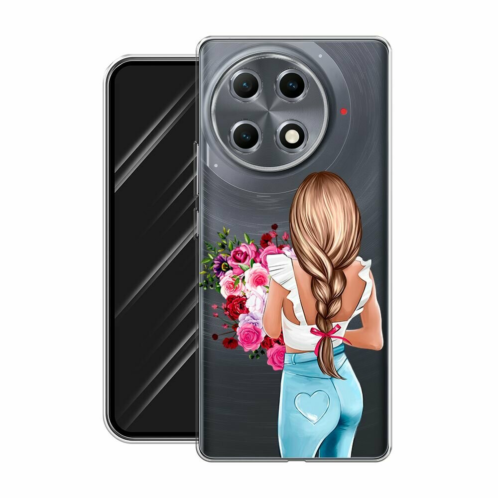 Чехол на Tecno Camon 30S / Текно Камон 30S с принтом "Букет для девушки", прозрачный — фото 1