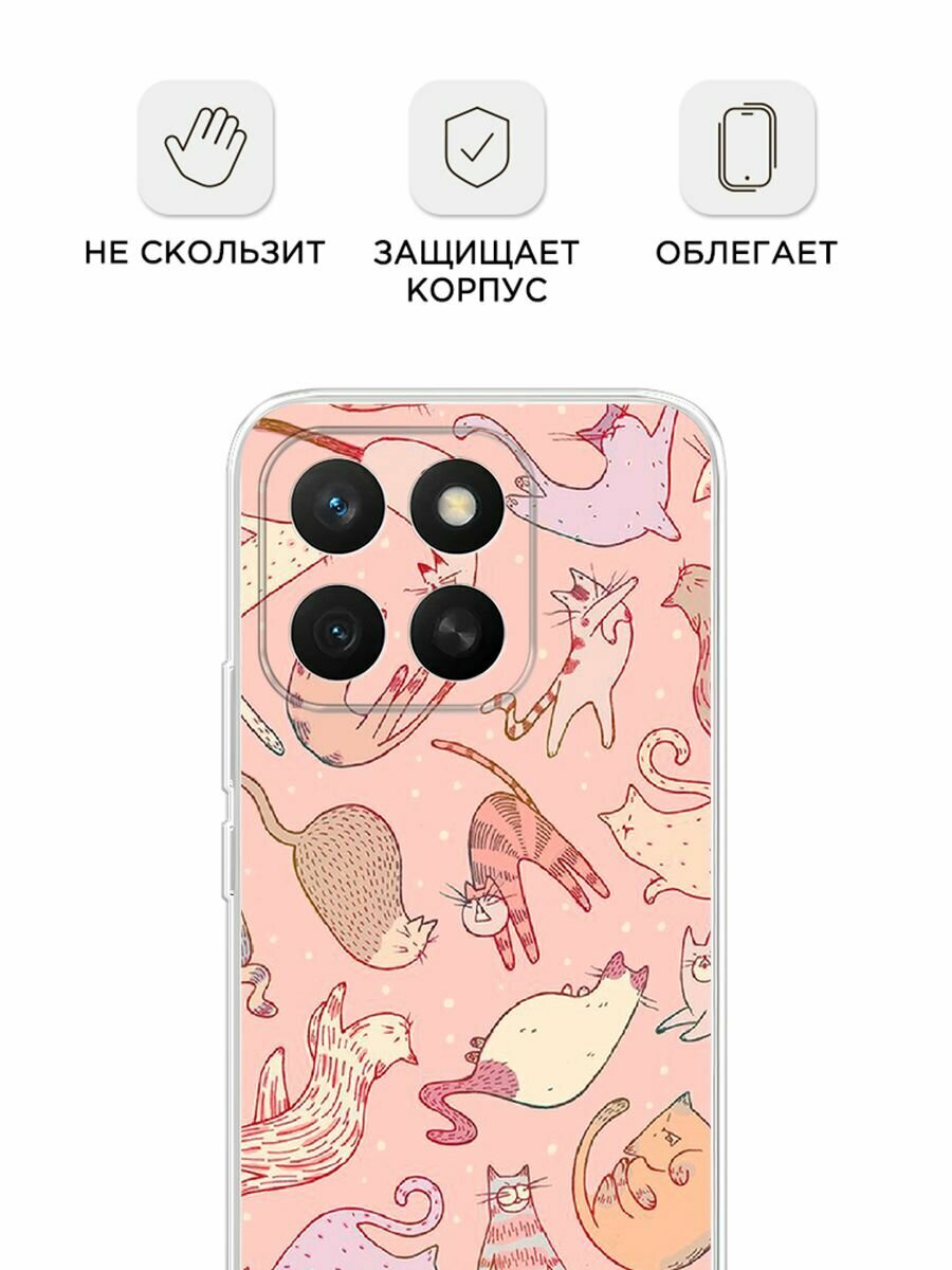 Силиконовый чехол на Honor X8c / Хонор X8c с принтом "Розовое счастье" — фото 1