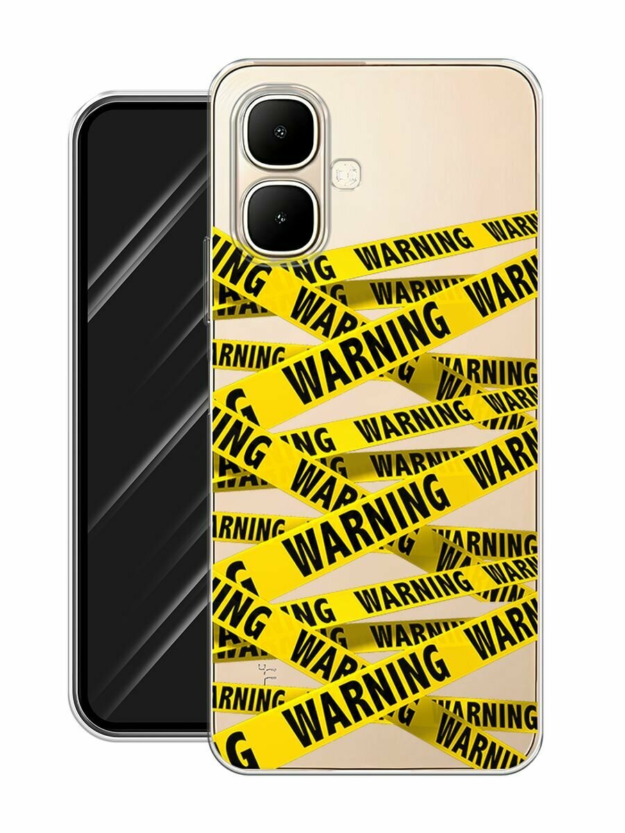 Чехол на Infinix Smart 10 / Инфиникс Смарт 10 с принтом "Warning!", прозрачный — фото 1
