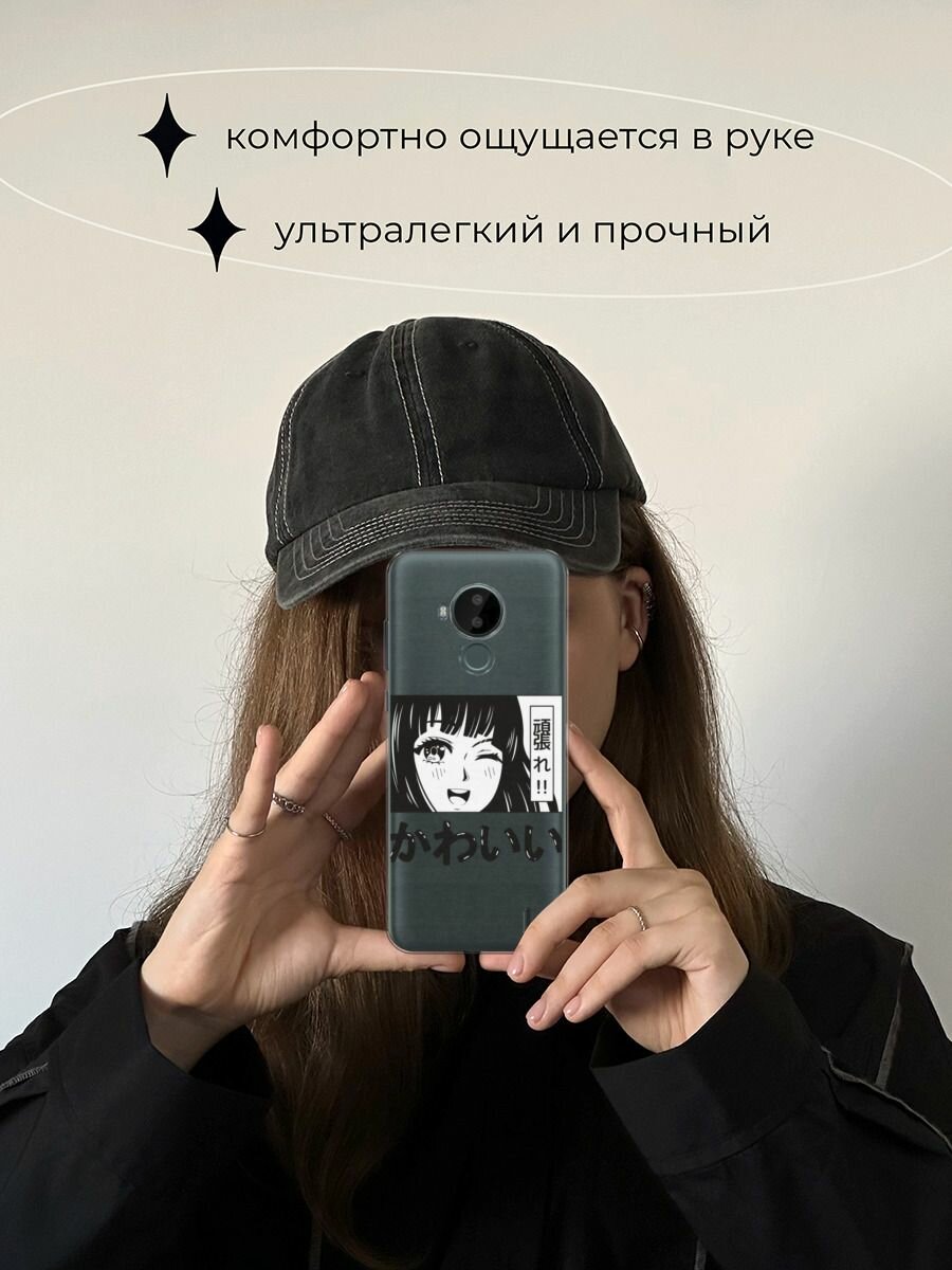 Чехол на Nokia C30 / Нокия C30 с принтом "Cute anime girl", прозрачный — фото 1