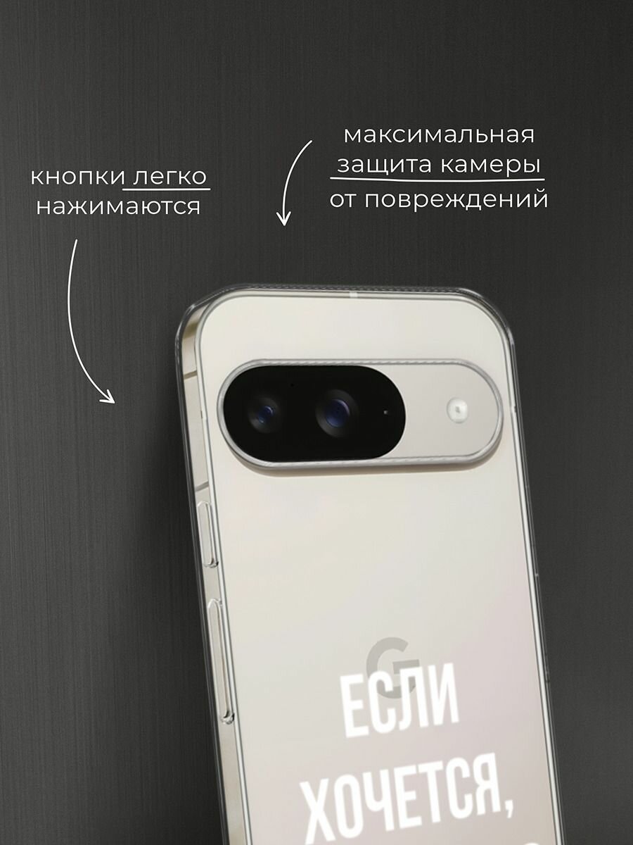 Чехол на Google Pixel 9 / Гугл Пиксель 9 с принтом "Если хочется", прозрачный — фото 1