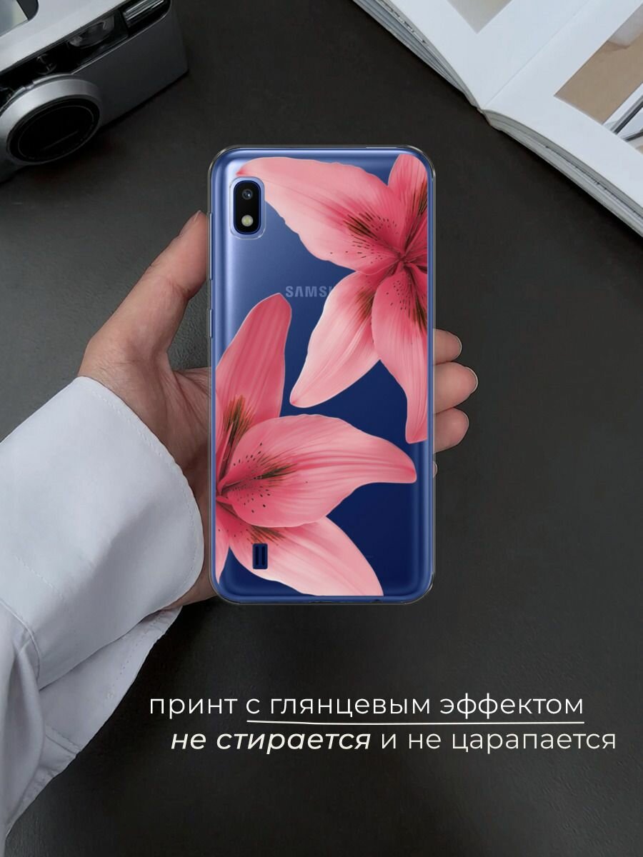Чехол на Samsung Galaxy A10 / Самсунг Галакси А10 с принтом "Pink flower" — фото 1