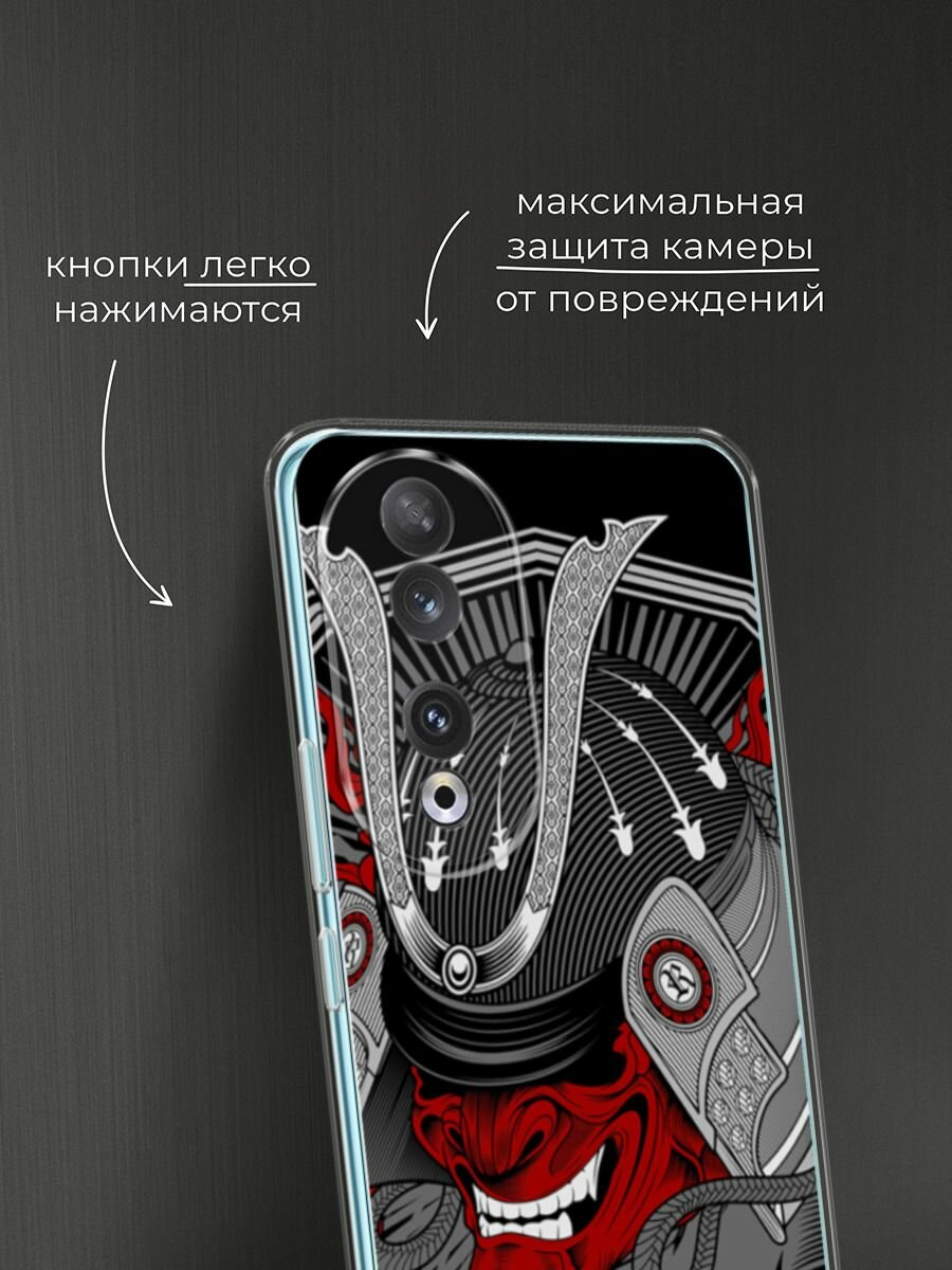 Чехол на Honor 90 / Хонор 90 с принтом "Красная маска самурая" — фото 1