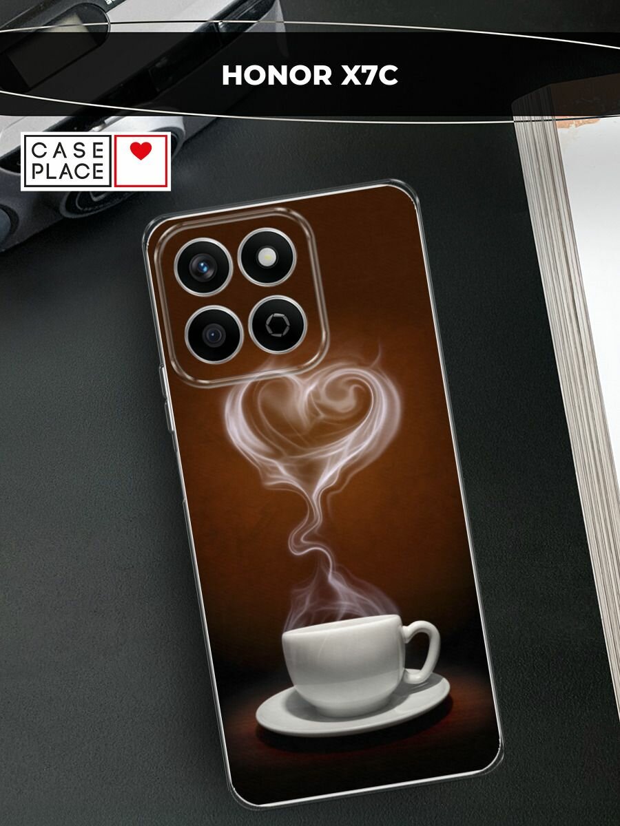 Силиконовый чехол на Honor X7c / Хонор X7c с принтом "Кофейная любовь"