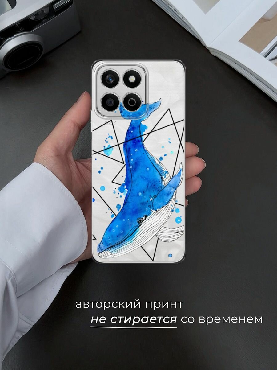 Чехол на Honor X7c / Хонор X7c с принтом "Кит графика", прозрачный — фото 1