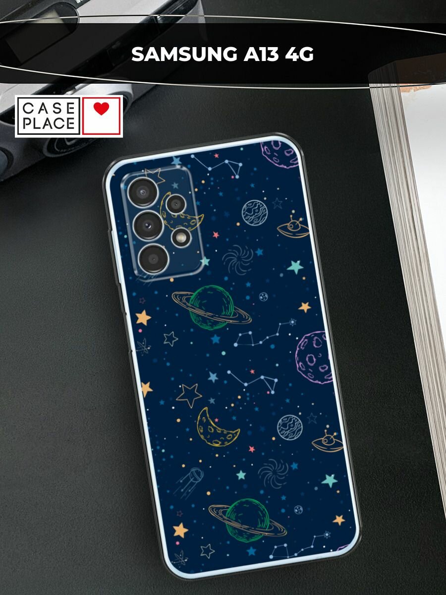 Чехол на Samsung Galaxy A13 / Самсунг Галакси А13 с принтом "Темно-синий космос"