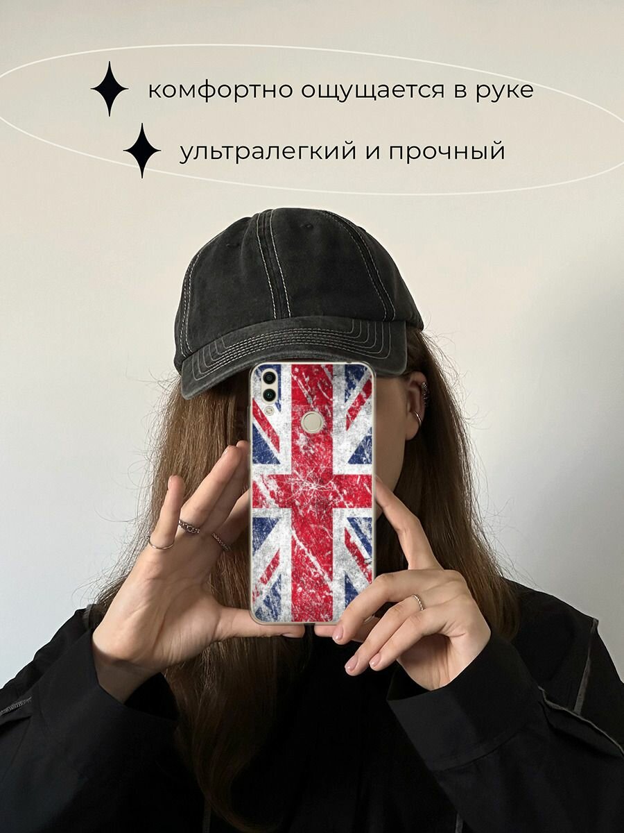 Силиконовый чехол на Honor 8C / Хонор 8С с принтом "Флаг британский" — фото 1
