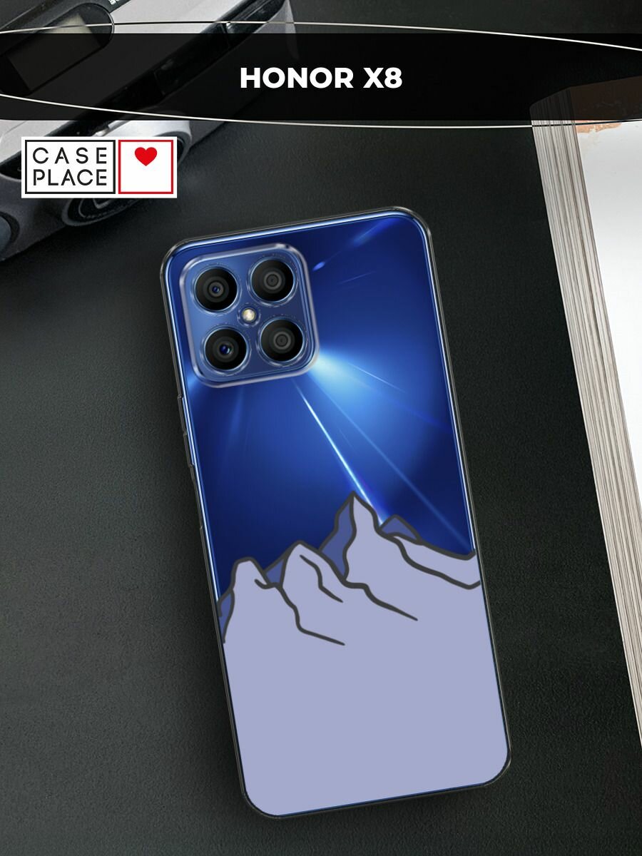 Силиконовый чехол на Honor X8 / Хуавей X8 с принтом "Гора", прозрачный