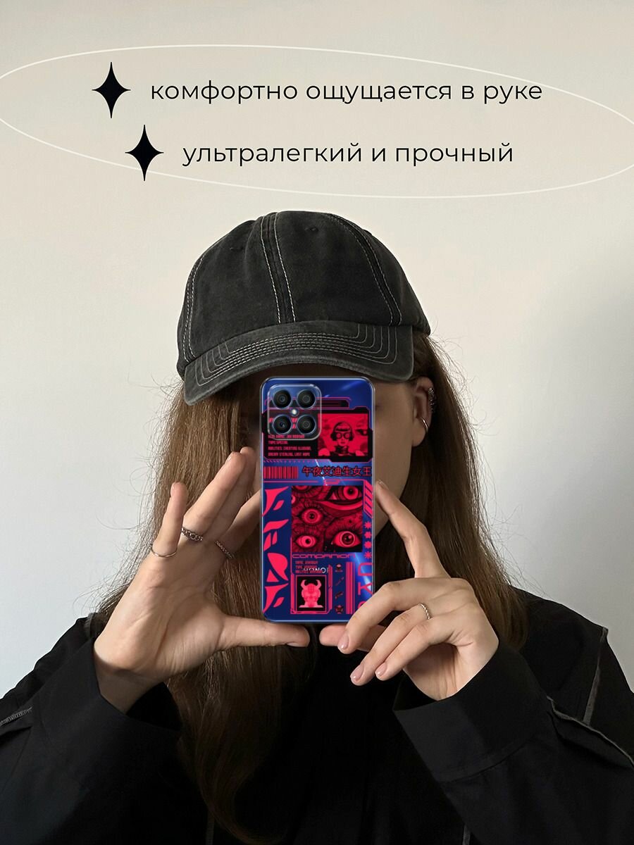 Чехол на Honor X8 / Хуавей X8 с принтом "Mionight queen", прозрачный — фото 1