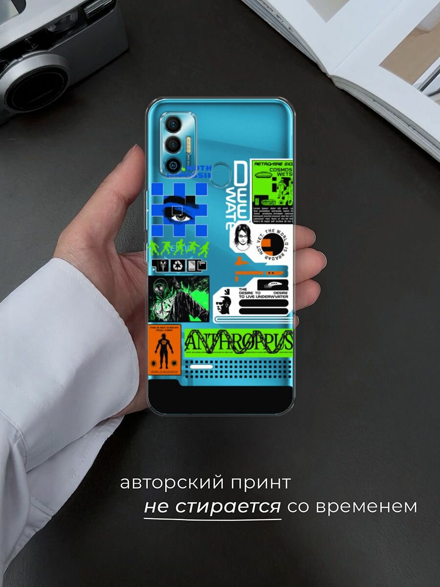 Чехол на Tecno Spark 7 / Техно Спарк 7 с принтом "Nothing impossible", прозрачный — фото 1
