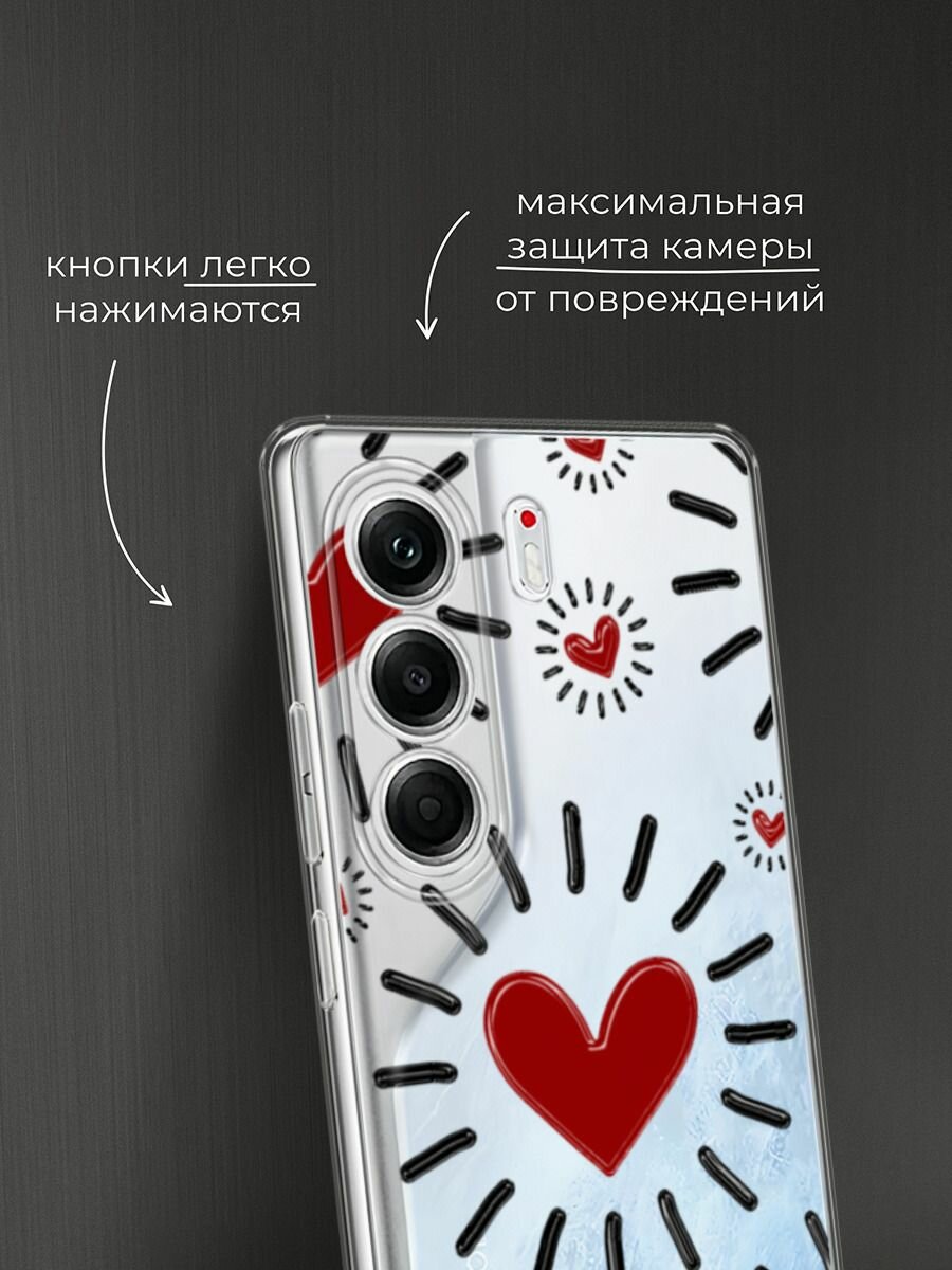 Чехол на Tecno Camon 40 Pro 5G / Текно Камон 40 Про 5G с принтом "Бордовые сердца паттерн" — фото 1
