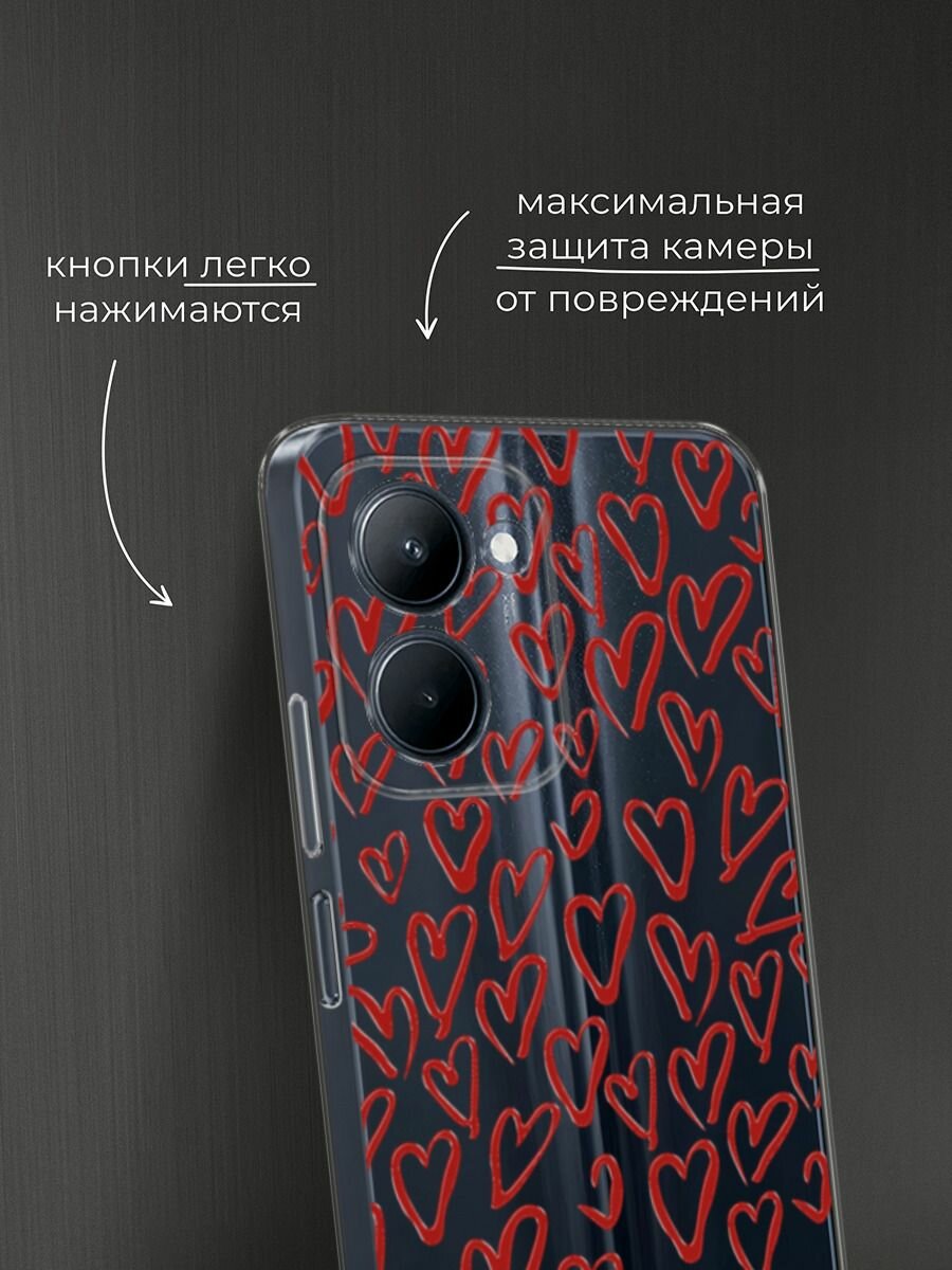 Чехол на Realme C33 / Реалми С33 с принтом "Легкие бордовые сердечки" — фото 1