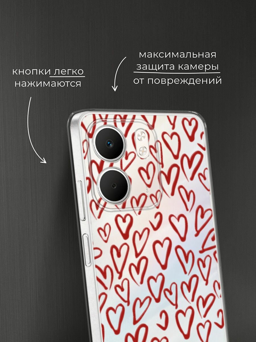 Чехол на Oppo A5x / Оппо А5x с принтом "Легкие бордовые сердечки" — фото 1