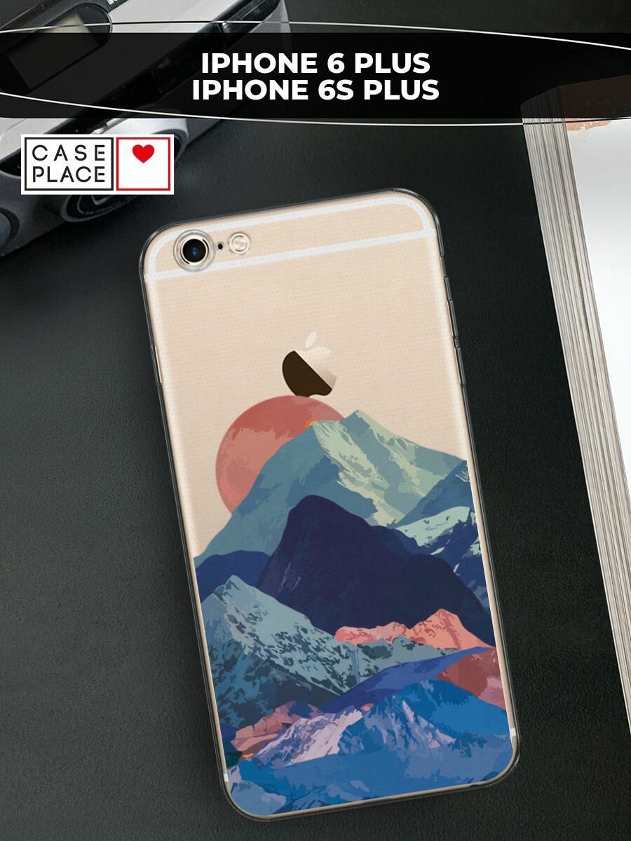 Чехол на Apple iPhone 6 Plus/6S Plus / Айфон 6 Плюс/Айфон 6С Плюс с принтом "Закат в снежных горах", прозрачный