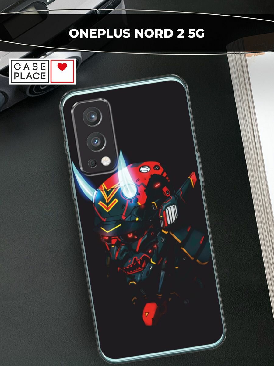 Чехол на OnePlus Nord 2 / ВанПлас Норд 2 с принтом "Неоновый самурай"