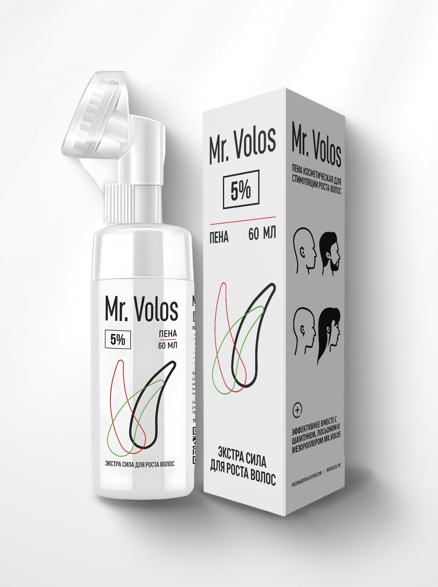 Пена для роста волос и бороды Mr. Volos 5%