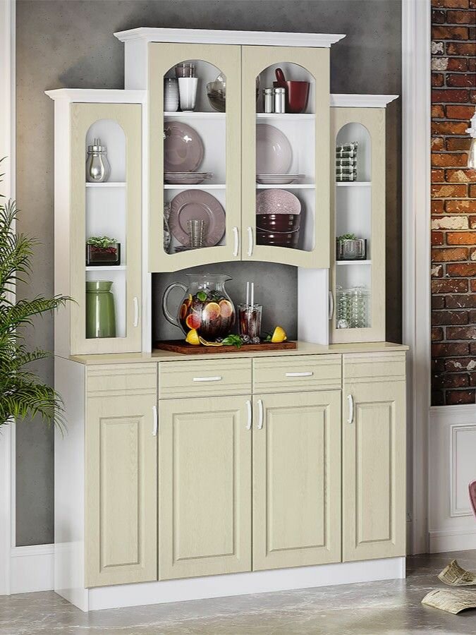 Буфет 4-х створчатый Констанция фисташка/белый миф