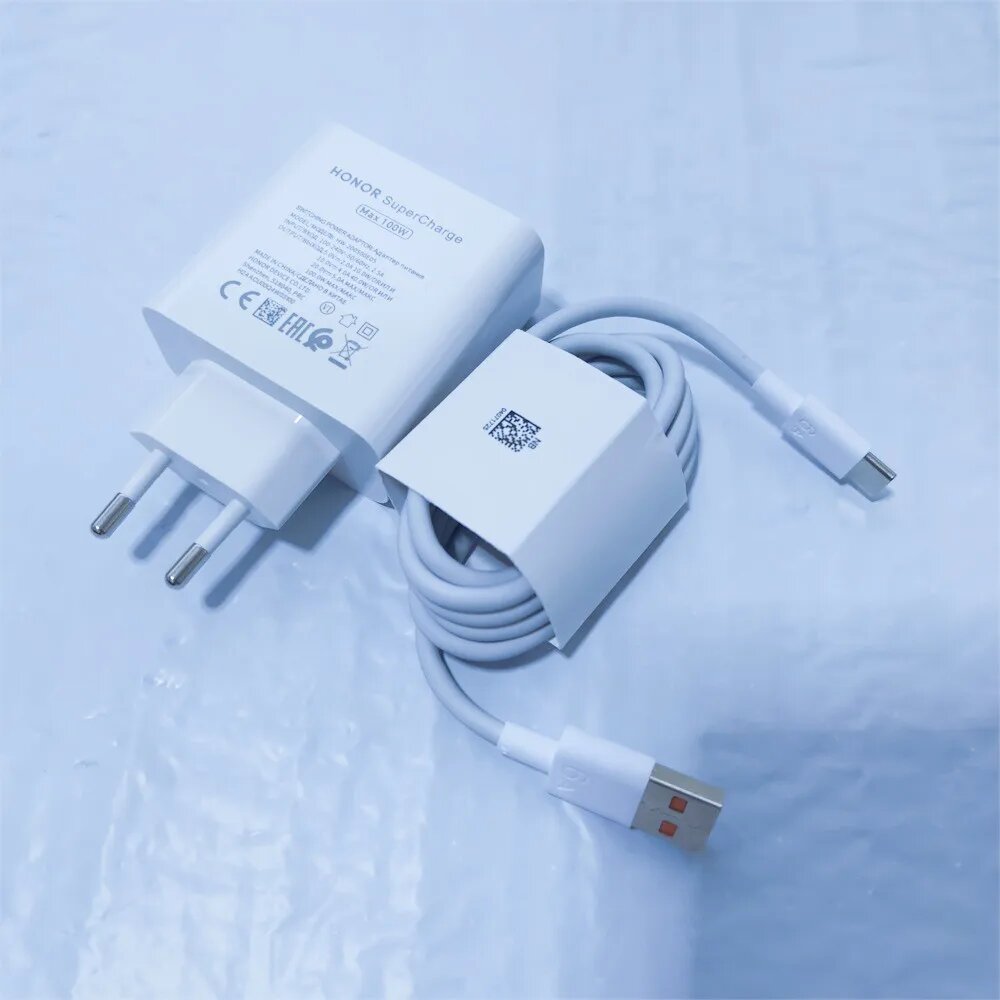 Оригинальное зарядное устройство 100 Вт в ЕС и США для Honor 400 300 200 100 Pro GT Magic 7 6 Pro V3 V5 Настенный адаптер питания для быстрой зарядки 6A Кабель типа C EU Add 1.5M Cable
