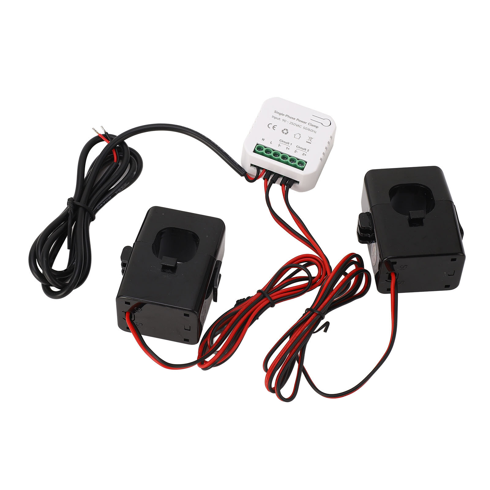 Умный счетчик электроэнергии для мониторинга электропитания с приложением и 2x200A токовым трансформатором AC90 250V
