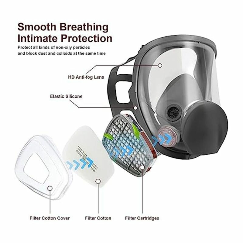 Полнолицевая респираторная маска, многоразовая респираторная маска 6800 19-в-1 с фильтрами,