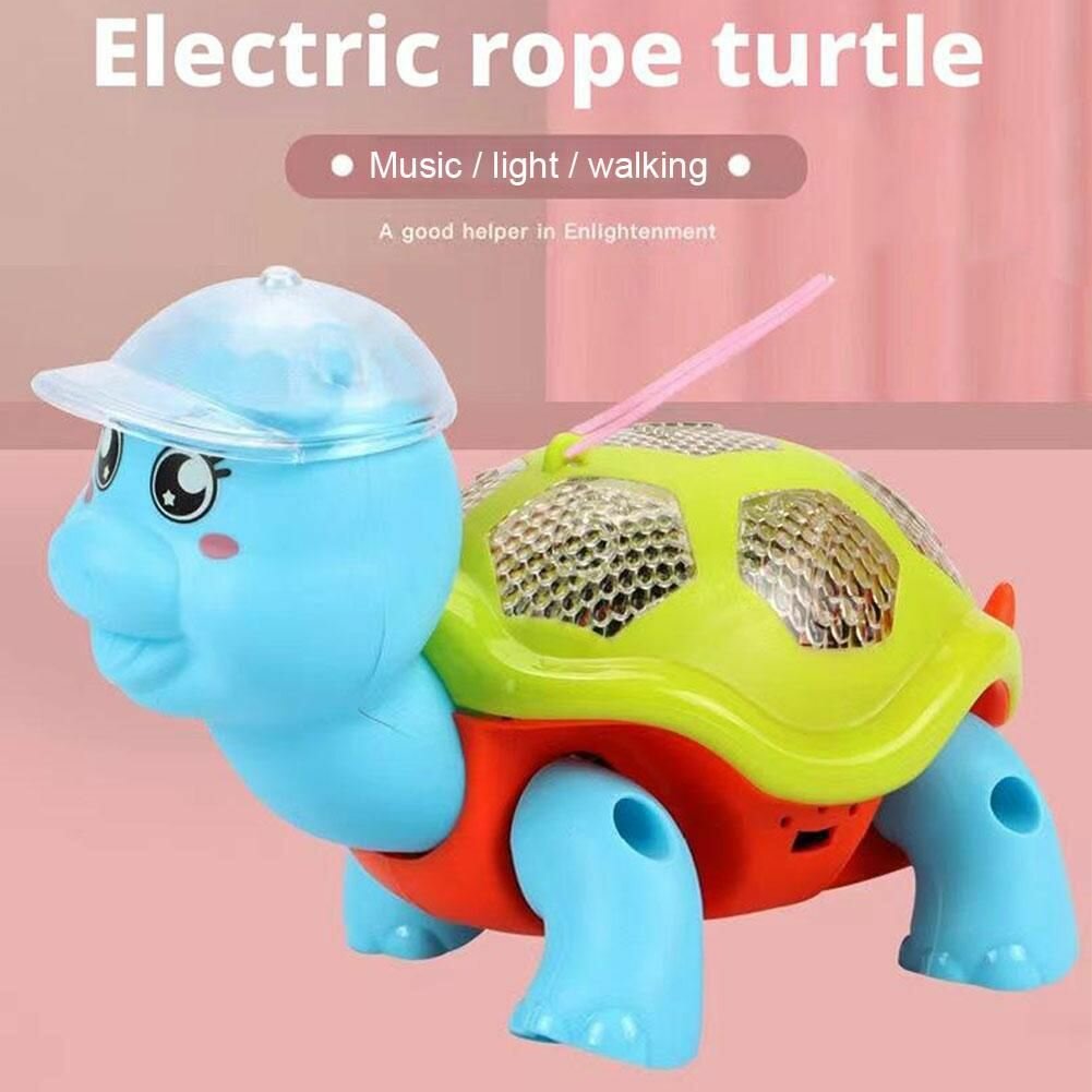 Интерактивная музыкальная игрушка для малышей ползающая черепашка - ночник. Подарок мальчику или девочке на день рождение 1 годик