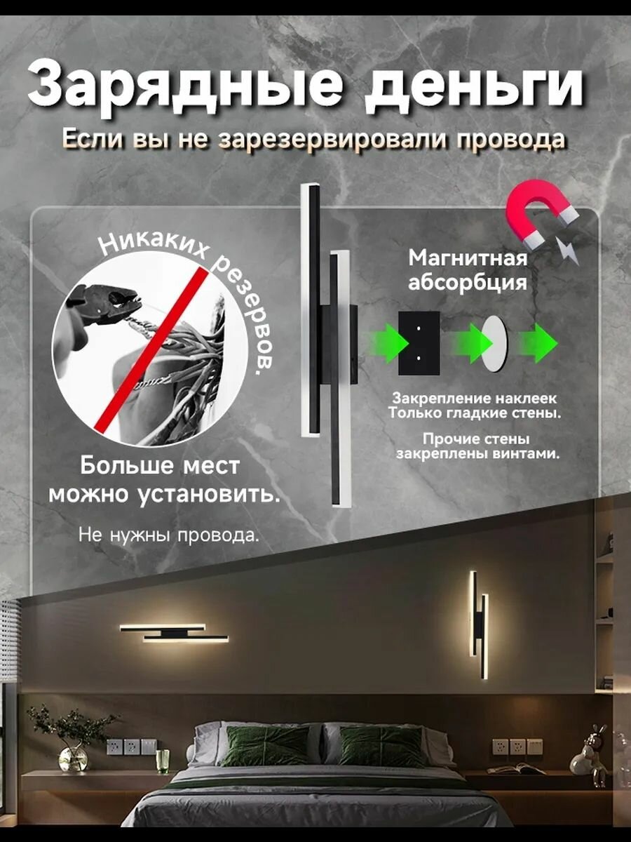 Золото беспроводной светильник настенный