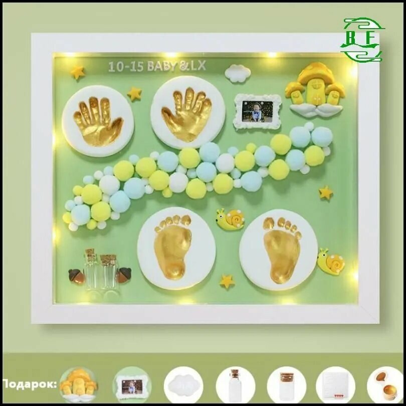 Набор для отпечатков рук и отпечатков ног новорожденного с рамкой для фотографий, Подарки для малышей-BF