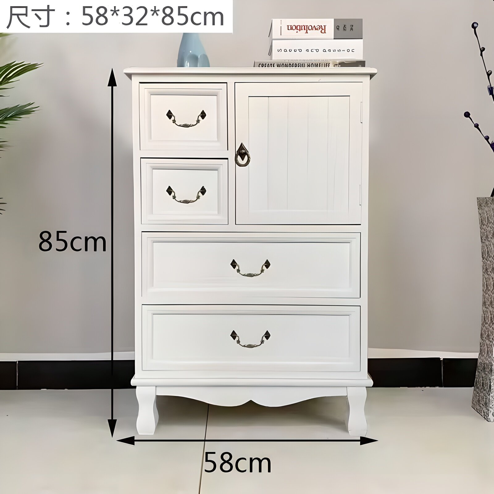 Буфет YAO YAO, деревянный, в ретро стиле, с одной полкой, 58x83.5x32 см