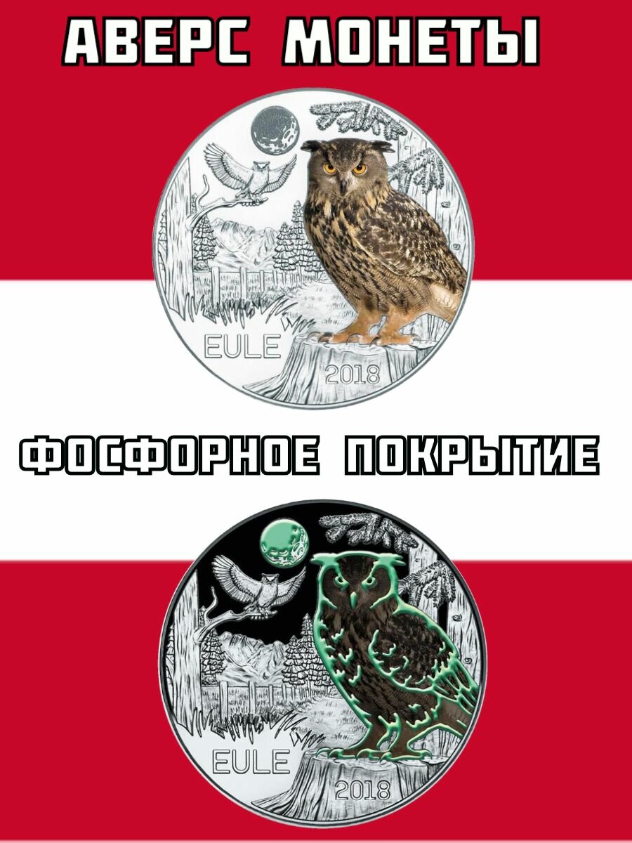 Австрия 3 евро, 2018 Сова — фото 1