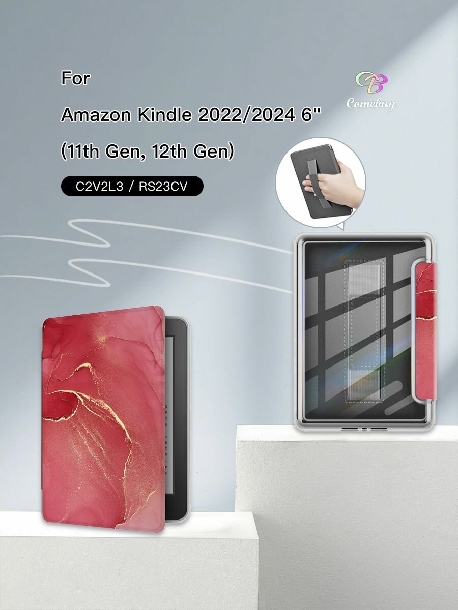 Чехол-книжка для Amazon Kindle 11 / 12 (6", 2022/2024 г.), C2V2L3 / RS23CV, прозрачная задняя крышка
