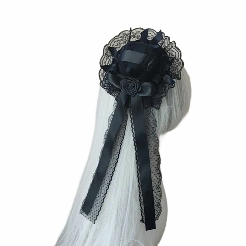 Маленькая шляпная шпилька в готическом стиле с темно-ретро розой-черный