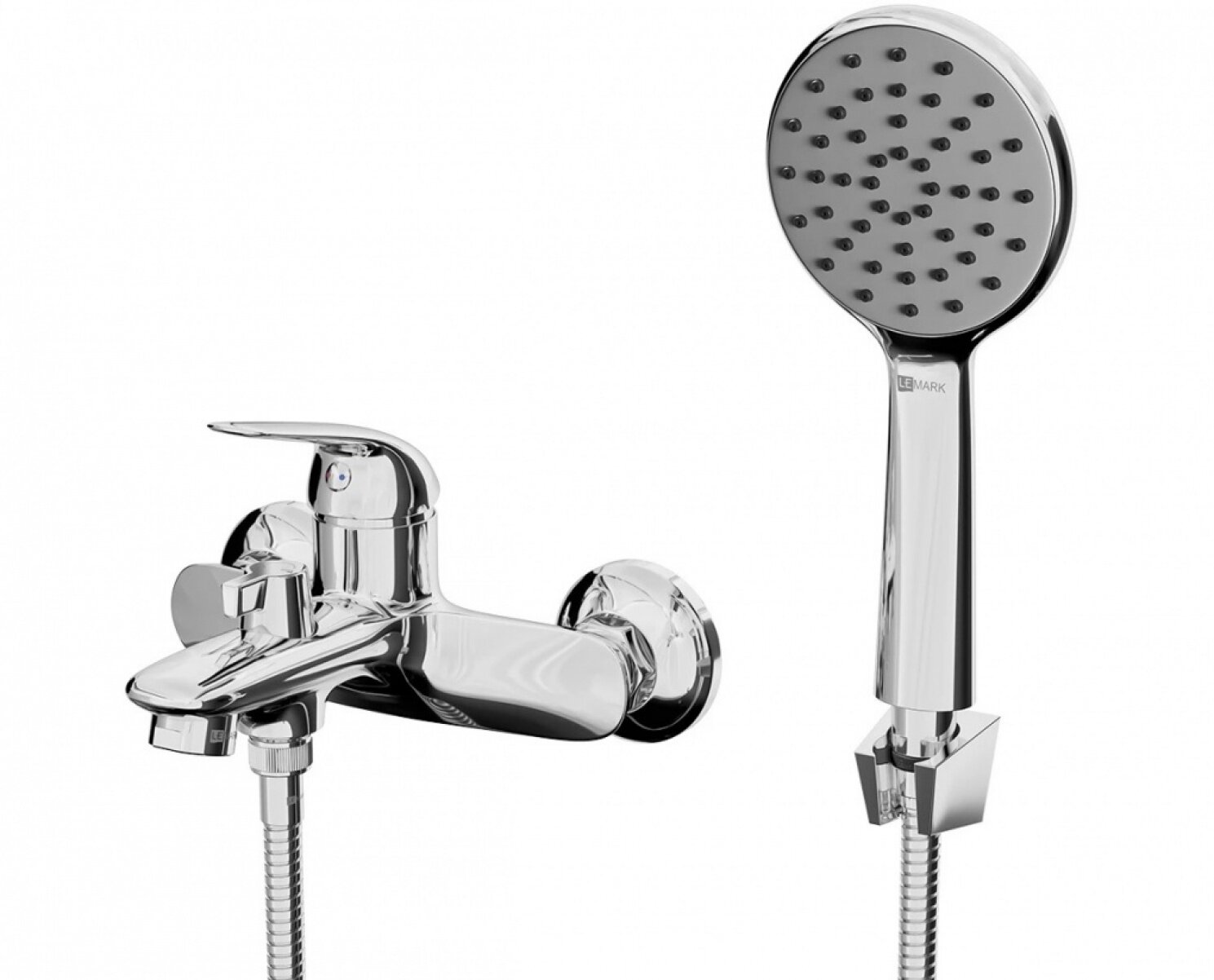 Смеситель для ванны Lemark Plus Advance LM1214C с коротким изливом, дивертор с кер. пласт., с аксессуарами, хром