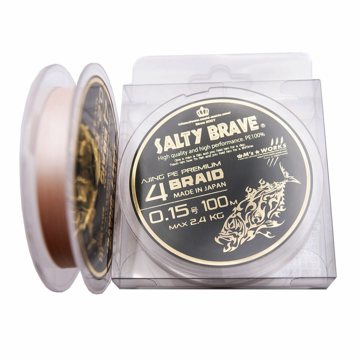 Плетёный шнур Squid Mania Salty Brave PE X4 100m #0.15 5.3lb 0.065mm 2.4kg orange