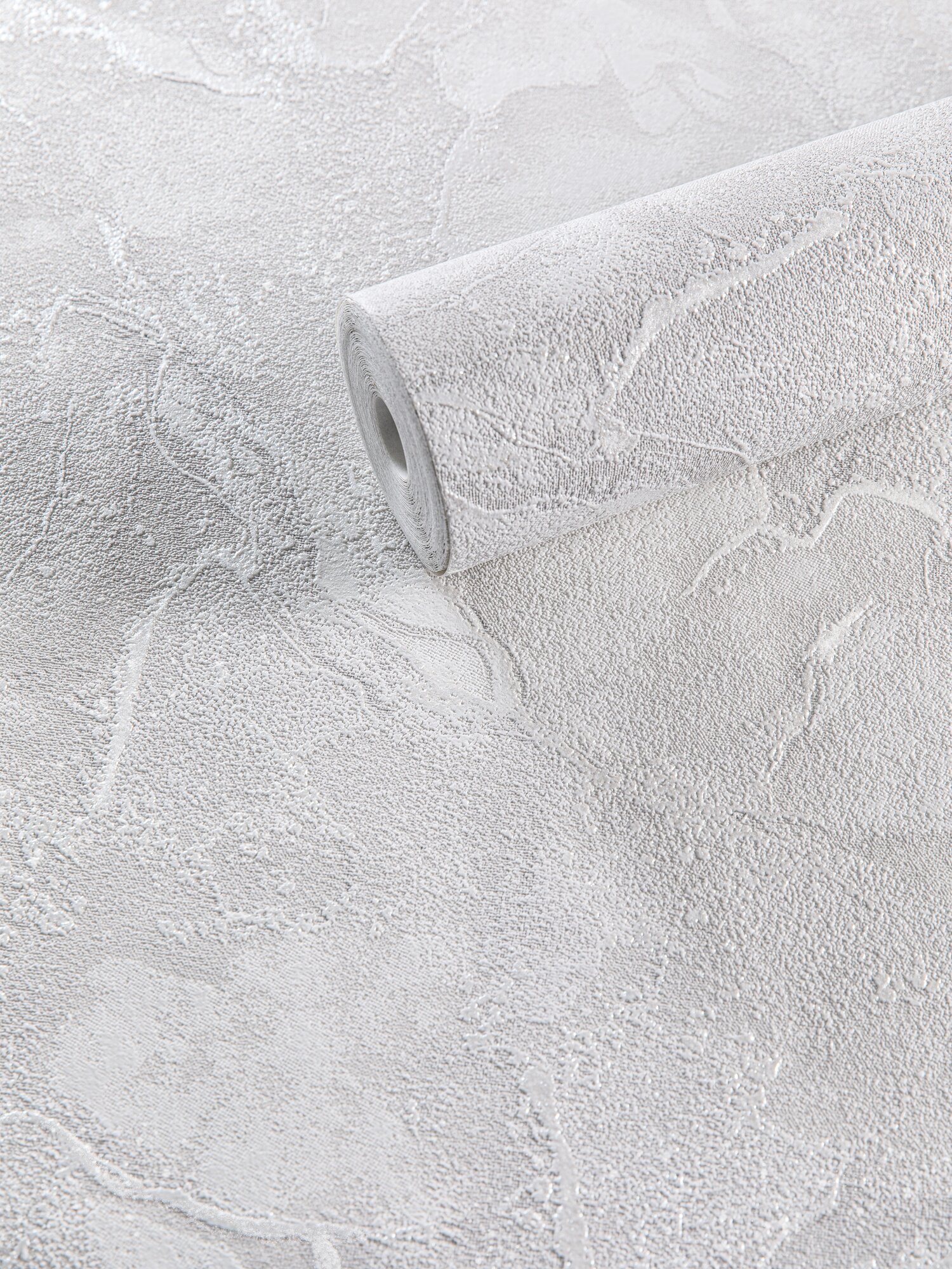 Обои Wallberry Дакота, флизелиновые, 1.06х10.05м, 3D эффект, влагостойкие, серые серебрянные, штукатурка