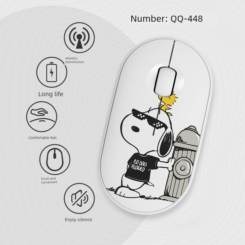 Беспроводная Bluetooth-мышь Snoopy, бесшумная, для мобильных телефонов, планшетов, iPad, настольных компьютеров,